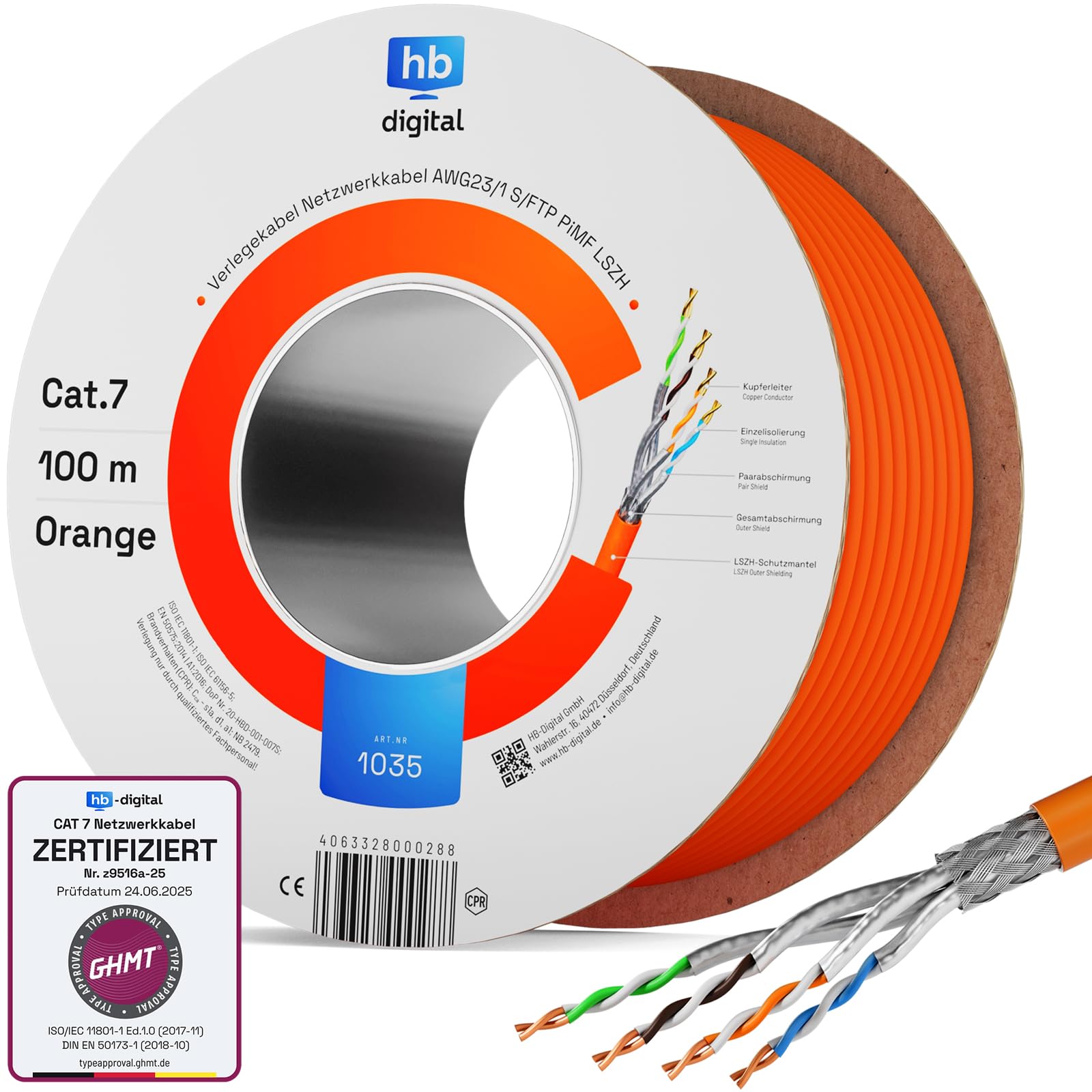 CAT 7 Duplex Verlegekabel 10 Gbit/s | GHMT Cca | Halogenfrei – pandaloo.ch