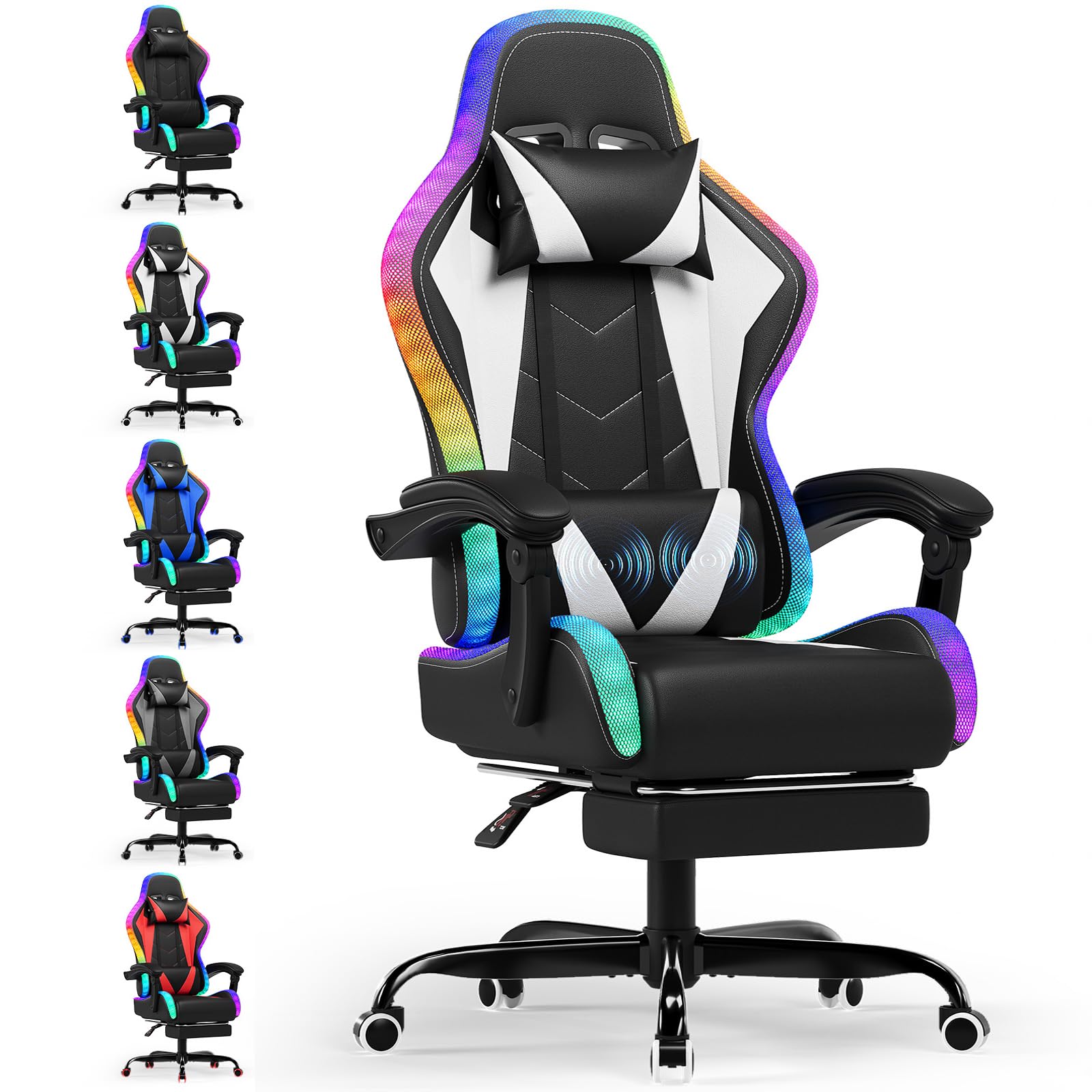Gaming Stuhl mit RGB LED & Massagefunktion | Ergonomisch – pandaloo.ch