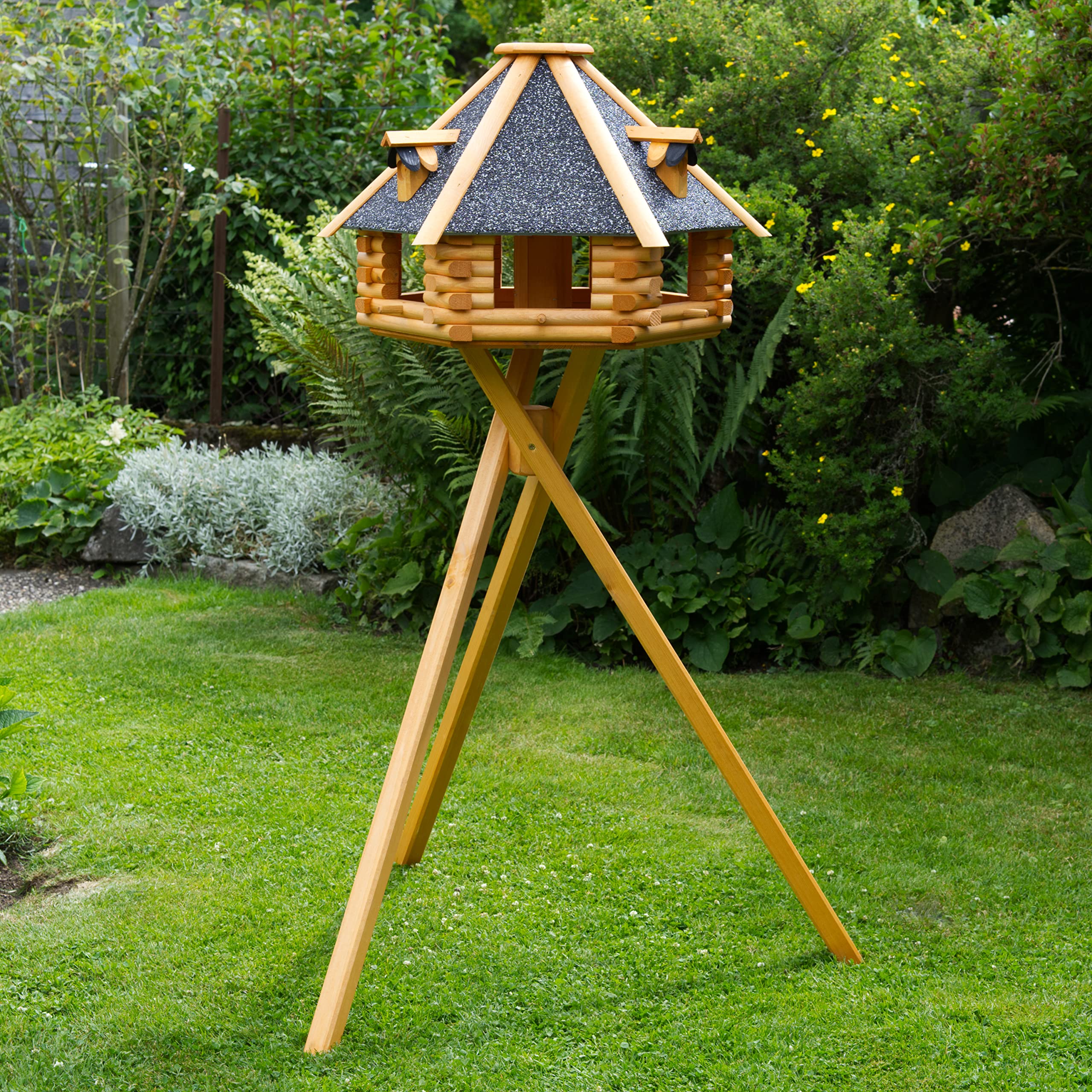 Vogelfutterhaus XXL mit Ständer & Solarleuchte | Garten-Blickfang ...